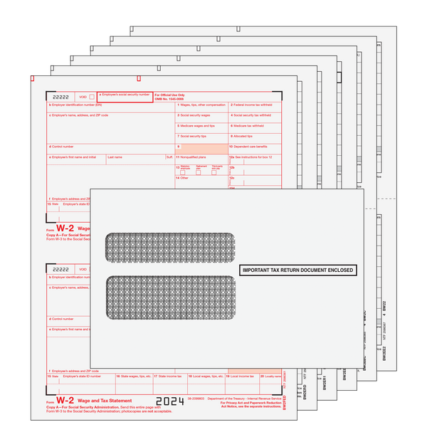 W-2 Kits with Envelopes Tagged "W-2 Traditional 2up Preprinted Laser ...